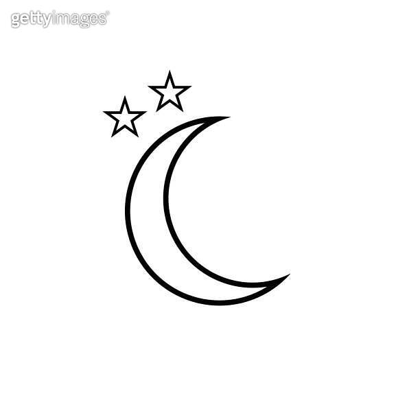 Moon icon. Clear night symbol in simple flat design. Weather forecast ...