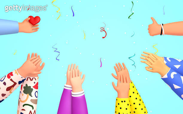 Set of people hands clapping, liking. Applause, ovation, celebrating ...