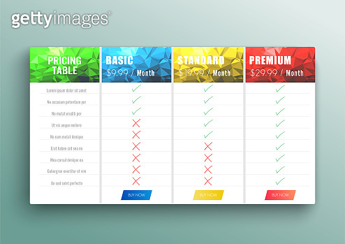 Comparison pricing list. Set offer tariffs. ui ux vector banner for web ...