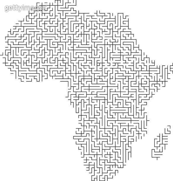 Africa mainland map from black pattern of the maze grid. Vector ...