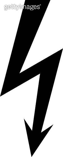 Lightning sign, symbol of electrical tension, danger, black on white ...