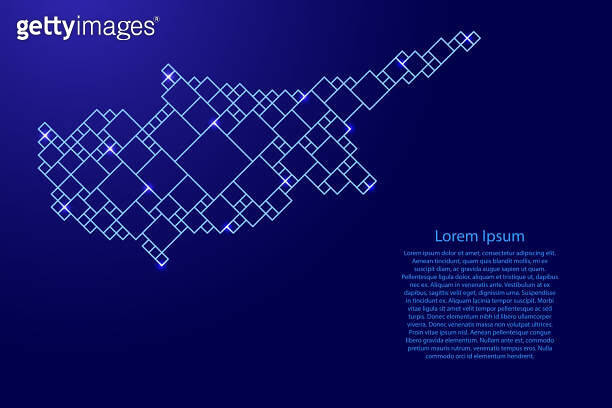 Cyprus map from blue pattern from a grid of squares of different sizes ...