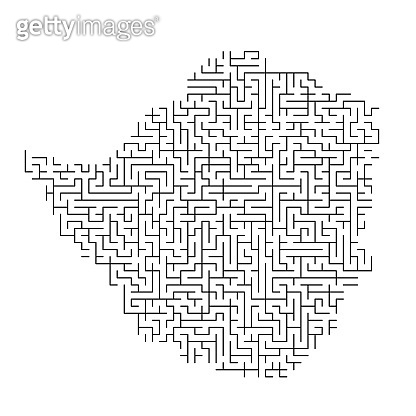 Zimbabwe map from black pattern of the maze grid. Vector illustration ...