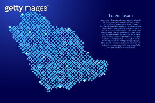 Saudi Arabia map from blue pattern rhombuses of different sizes and ...