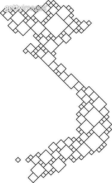 Vietnam map from black pattern from a grid of squares of different ...