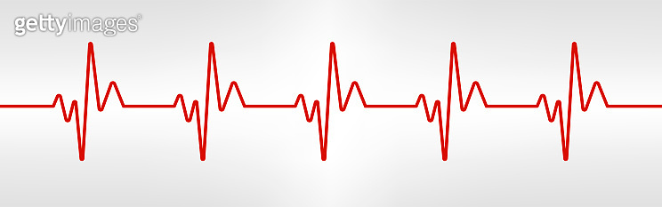 Heart beat line. Red healthy pulse trace. Electrocardiogram or ECG ...