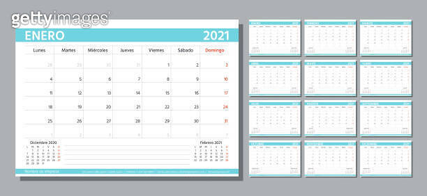 Spanish planner 2021 year. Calendar template. Vector illustration ...