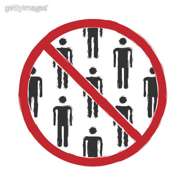 No group gathering prohibition sign. Social distancing icon. Avoid ...