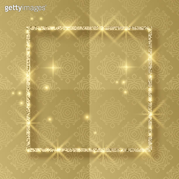 Gold square frame with gold glitter, element for your design, fashion ...