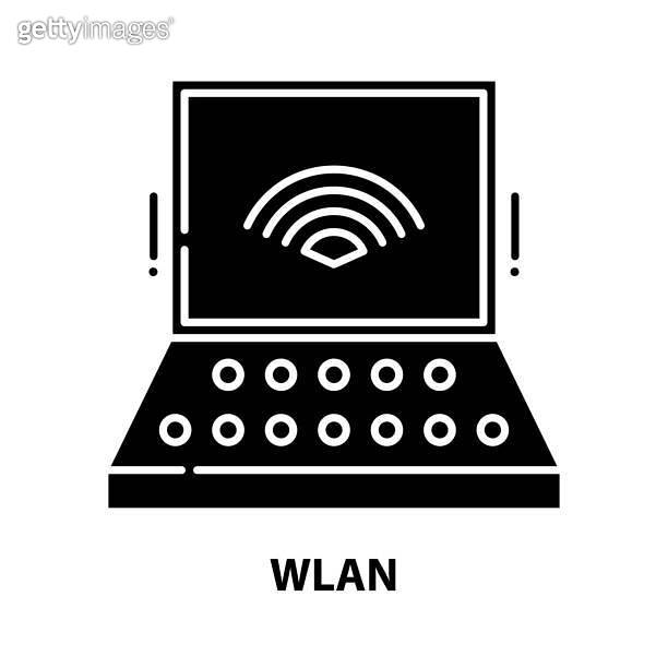 wlan icon, black vector sign with editable strokes, concept ...