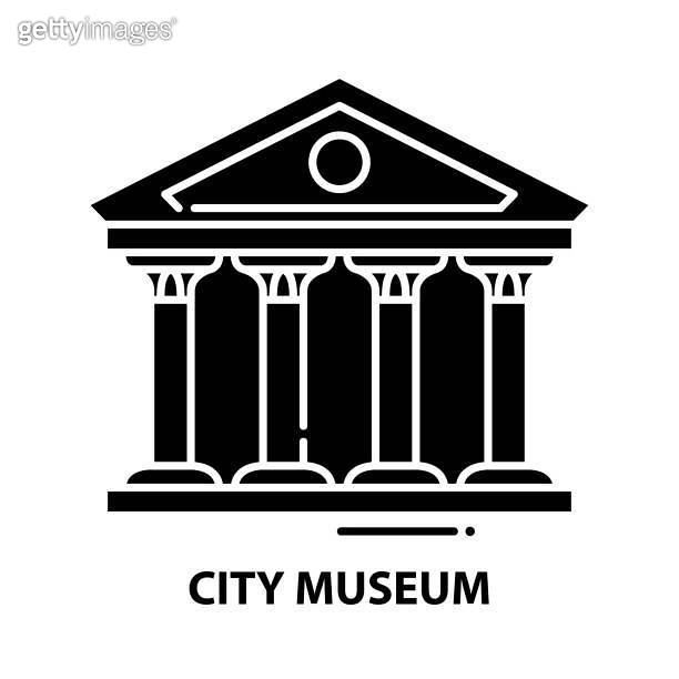city museum icon, black vector sign with editable strokes, concept ...