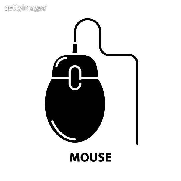 mouse icon, black vector sign with editable strokes, concept ...