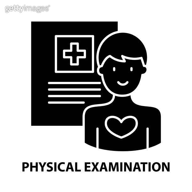 physical examination icon, black vector sign with editable strokes ...