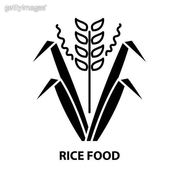 rice food icon, black vector sign with editable strokes, concept ...
