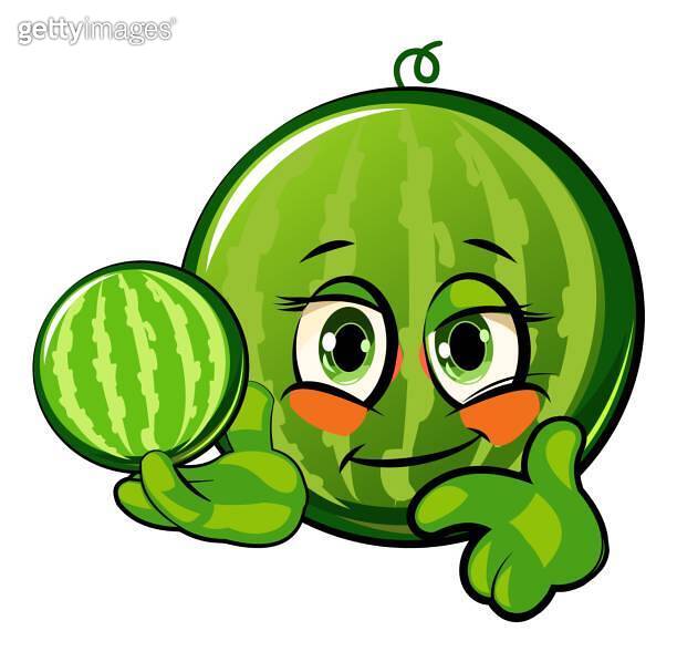 Watermelon cartoon. Comical face. Vector illustration. Fruit with eyes ...