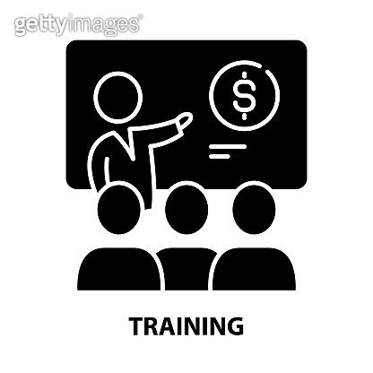 training symbol icon, black vector sign with editable strokes, concept ...
