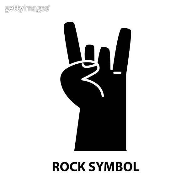rock symbol icon, black vector sign with editable strokes, concept ...