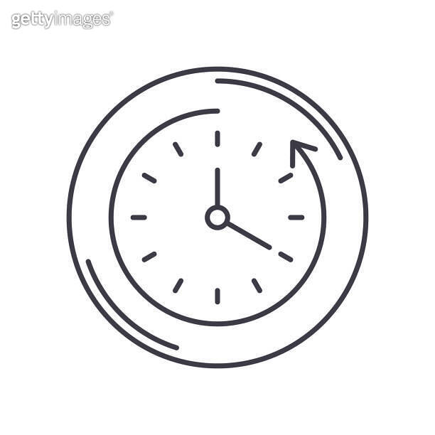 Turn off clock icon, linear isolated illustration, thin line vector ...