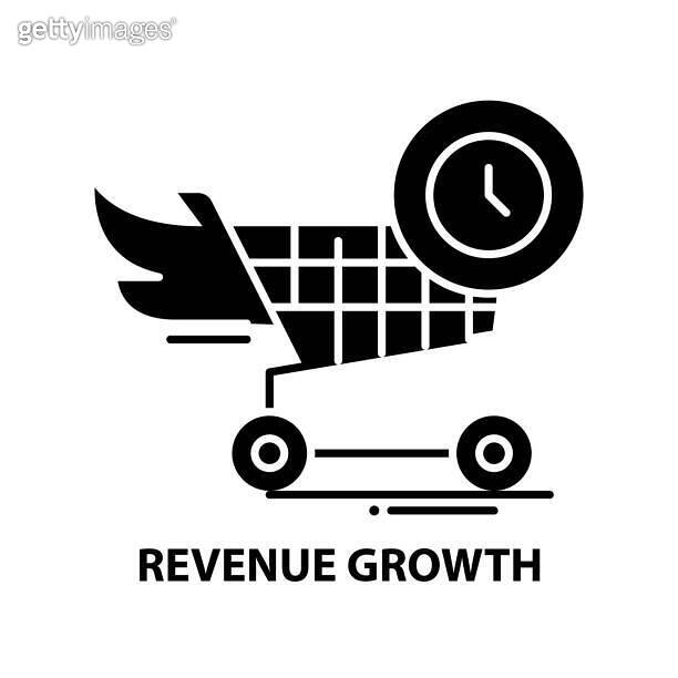 revenue growth icon, black vector sign with editable strokes, concept ...