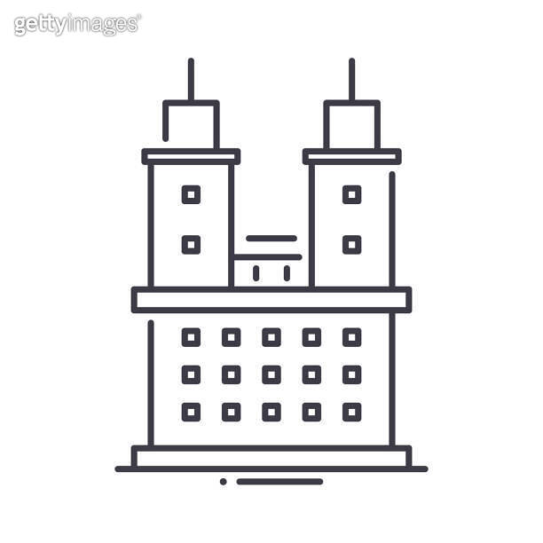 Tower building icon, linear isolated illustration, thin line vector ...