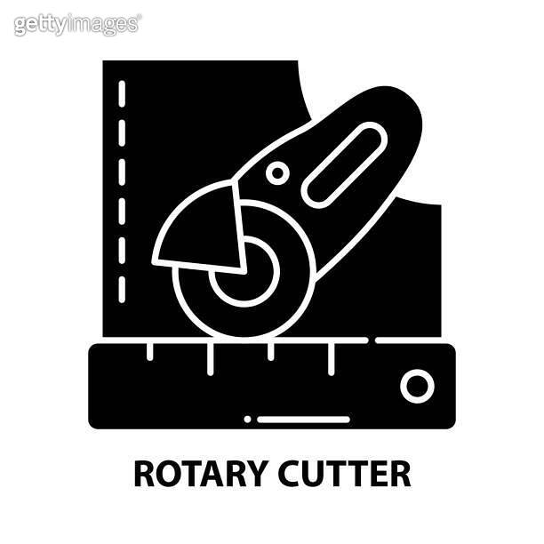 rotary cutter icon, black vector sign with editable strokes, concept ...