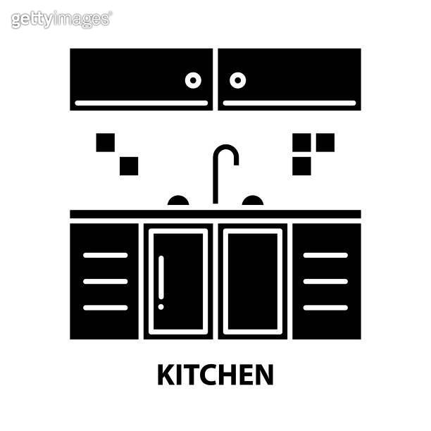 kitchen icon, black vector sign with editable strokes, concept ...