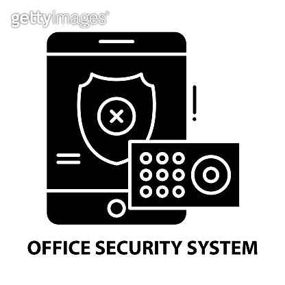 office security system icon, black vector sign with editable strokes ...