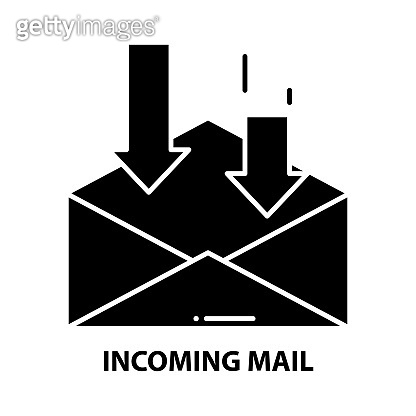 incoming mail icon, black vector sign with editable strokes, concept ...
