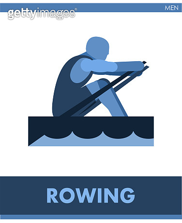 Male rowing icon vector. A man is competing in boating. Pictogram ...
