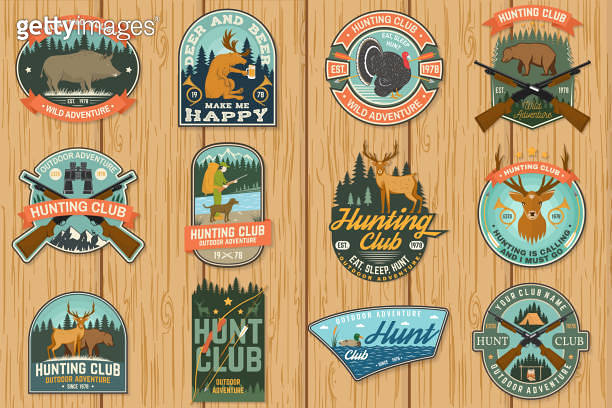 Set of Hunting club badge. Vector Concept for shirt, print, stamp ...