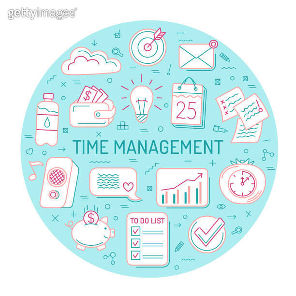 Time management concept in round shape illustration. Planning and ...