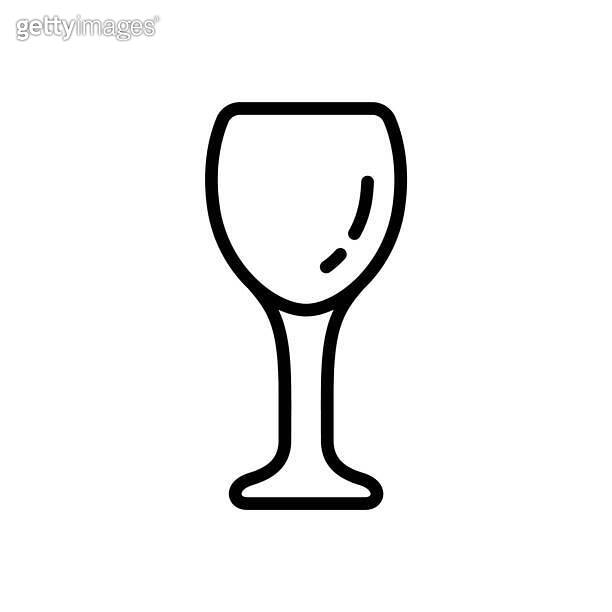 Wine glass icon. Thick linear logo of alcohol (1270202801) - 게티이미지뱅크