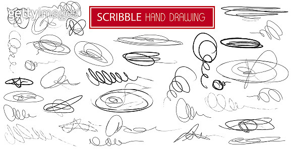Big set black scribble lines icons in hand drawn style. Doodle line ...