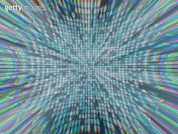 Pattern of big data. Led light text from 1 to 9 number. Technology ...