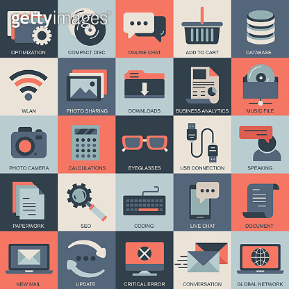 Set vector icons with elements for mobile concepts and web apps ...