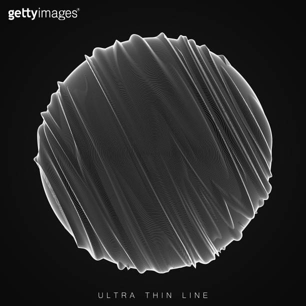 Vector abstract ultra thin line sphere. Fluid dynamic distorted spheres ...