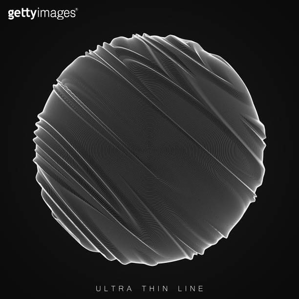 Vector abstract ultra thin line sphere. Fluid dynamic distorted spheres ...