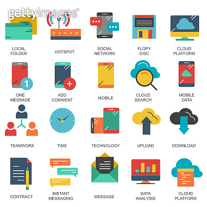 Set vector icons with elements for mobile concepts and web apps ...