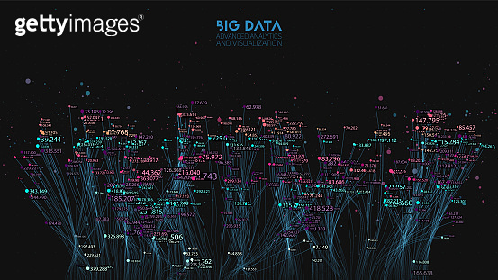 Vector abstract colorful big data cloud. Information visualization ...