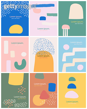 set of abstract design wallpaper. cute simple shape with bright colour ...