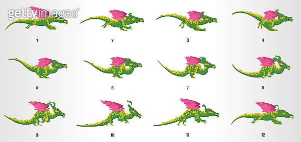 Dragon Run cycle animation frames, loop animation sequence sprite sheet 이미지 (1209936469) - 게티이미지뱅크