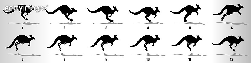 Kangaroo Run cycle animation frames, loop animation sequence sprite sheet (1210562644) - 게티이미지뱅크