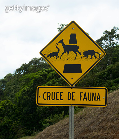 Animal Crossing traffic sign on a road in Costa Rica (1218498325) 일러스트 ...