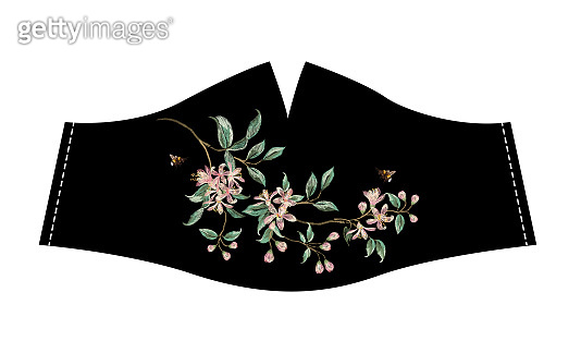 Embroidery trend floral pattern with branch of tropical japanese ...