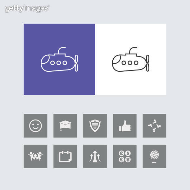 Creative Submarine Line Icon with Bonus Icons. 이미지 (1221441561) - 게티이미지뱅크