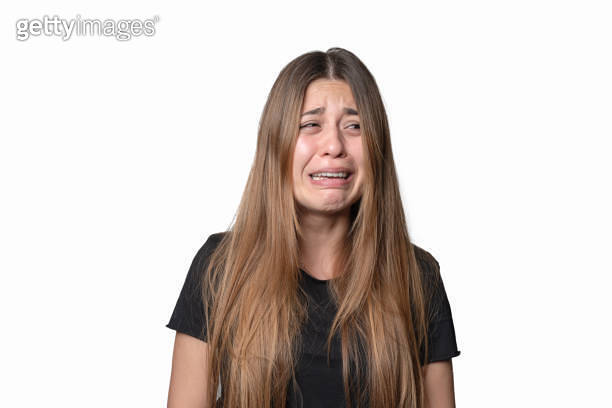 Portrait of a sad young woman with crying facial expression 이미지 ...