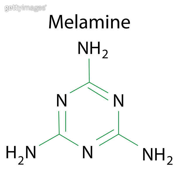 Melamine formula. Molecular structure. Line drawing. Vintage melamine ...