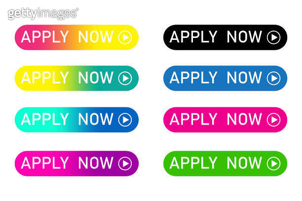 Vector set of apply now buttons. Application icon. Multi-colored lines ...