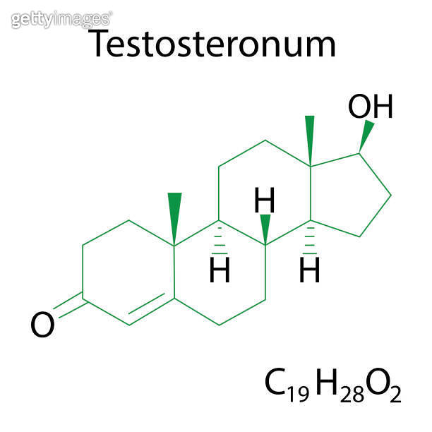 Testosterone formula. The chemical structure of testoterone. Schematic ...