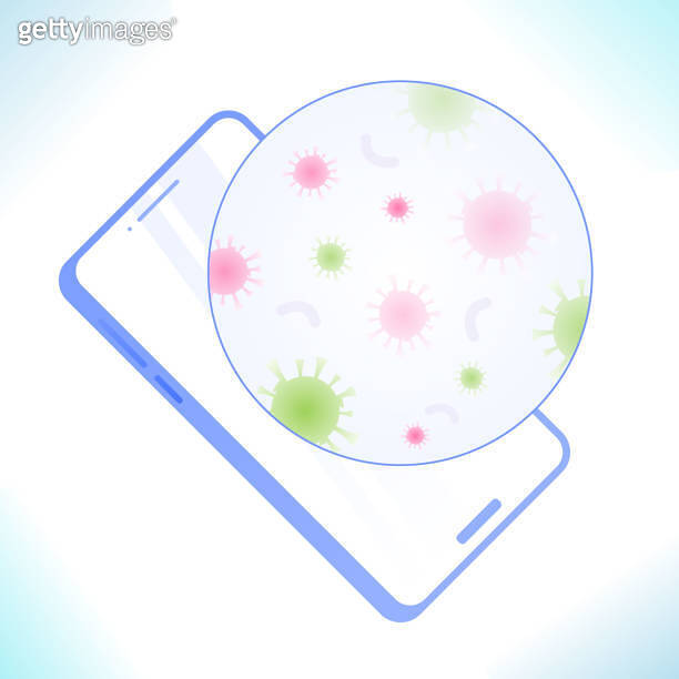 Virus germs and bacteria on mobile phone. Clean your phone, disinfect ...